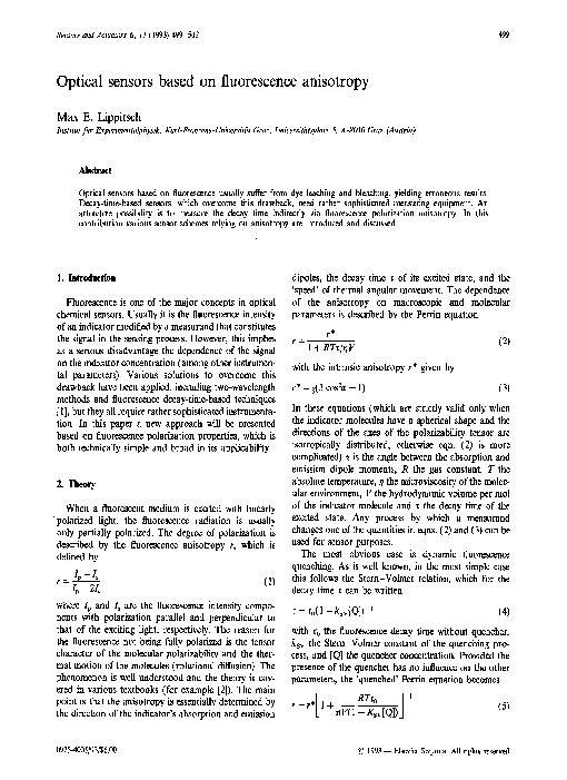 (PDF) Optical pH sensors using fluorescence decay time