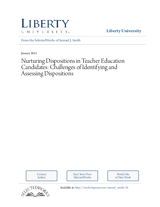 (PDF) Nurturing Dispositions in Teacher Education Candidates ...