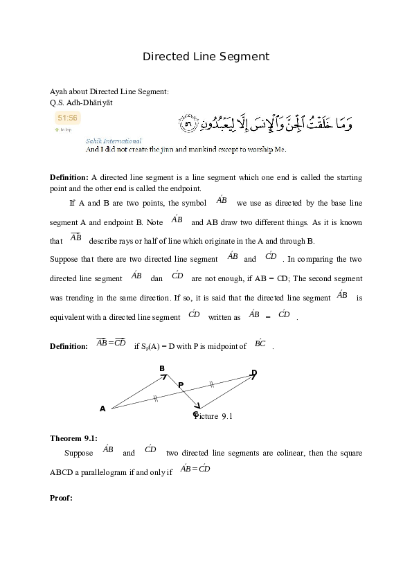 (DOC) Definitions of Directed Line Segments