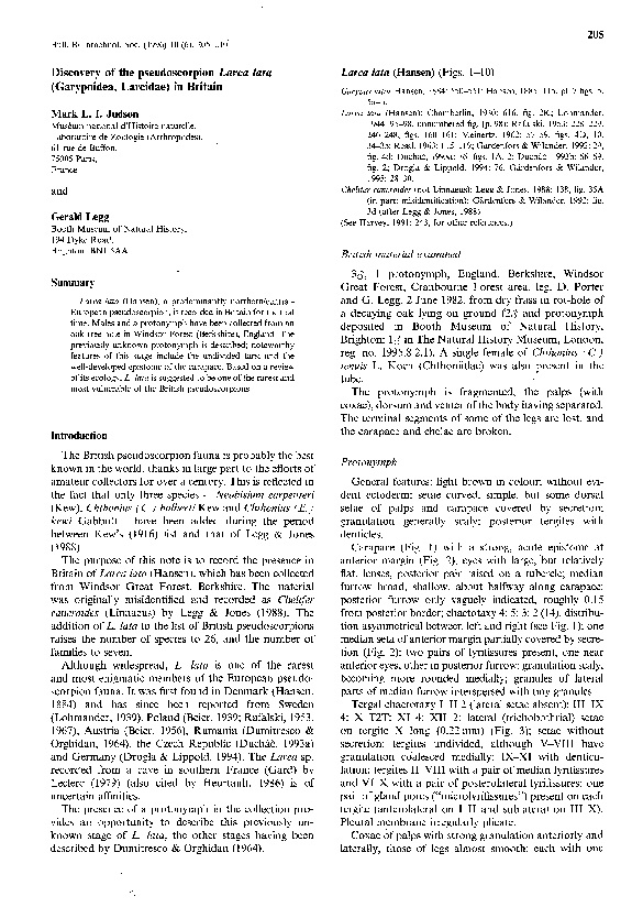 Discovery of the pseudoscorpion Larca lata (Garypoidea, Larcidae) in ...