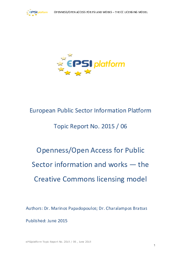 (PDF) Openness/Open Access for Public Sector information and works—the ...