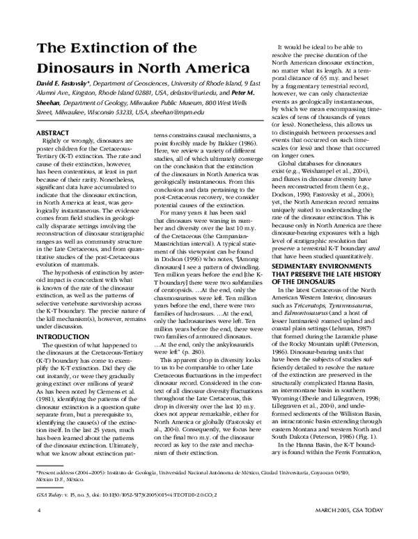 (PDF) The Extinction of the Dinosaurs in North America