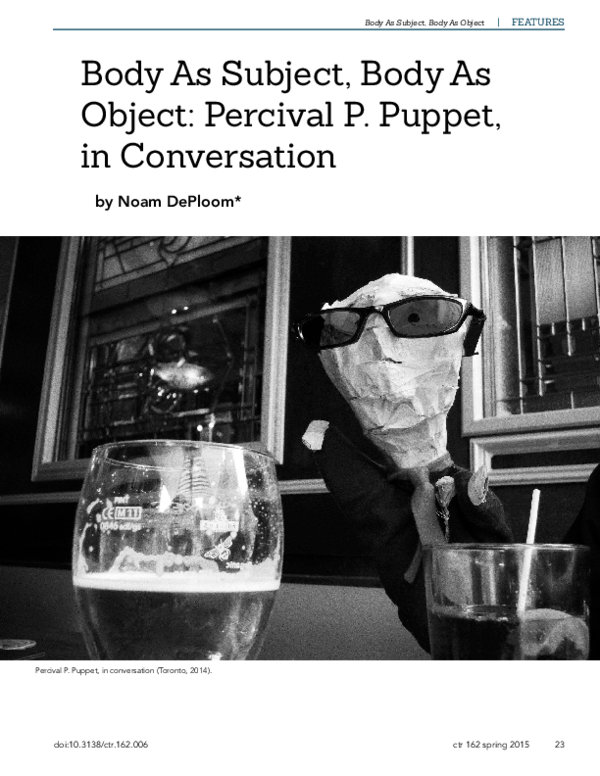 (PDF) Body As Subject, Body As Object: Percival P. Puppet, in Conversation