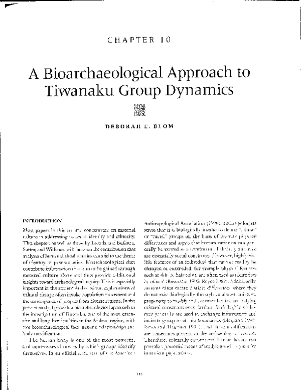 (PDF) A Bioarchaeological Approach to Tiwanaku Group Dynamics. Deborah ...