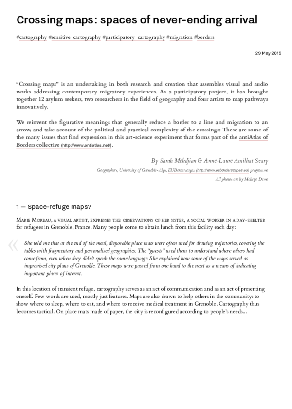 (PDF) Crossing maps: spaces of never-ending arrival