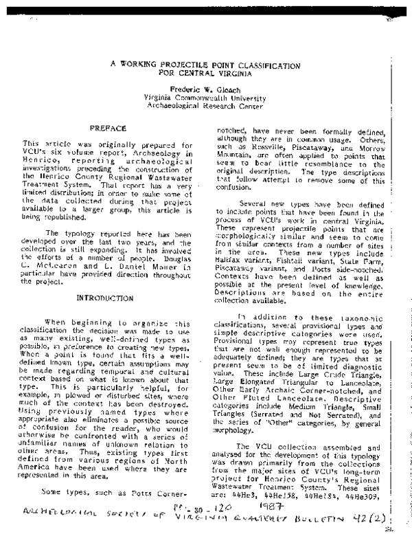 (PDF) A Working Projectile Point Classification for Central Virginia
