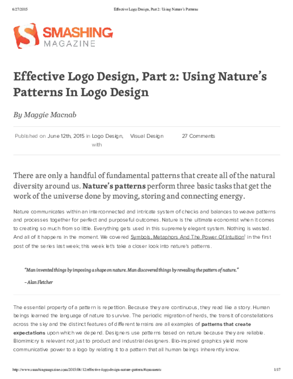 (PDF) Effective Logo Design, Part 2: Using Nature’s Patterns In Logo Design