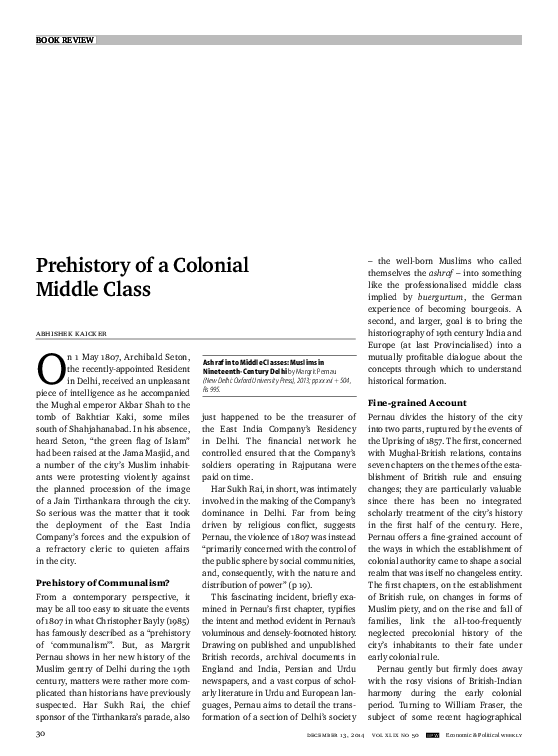 (PDF) Prehistory of a Colonial Middle Class