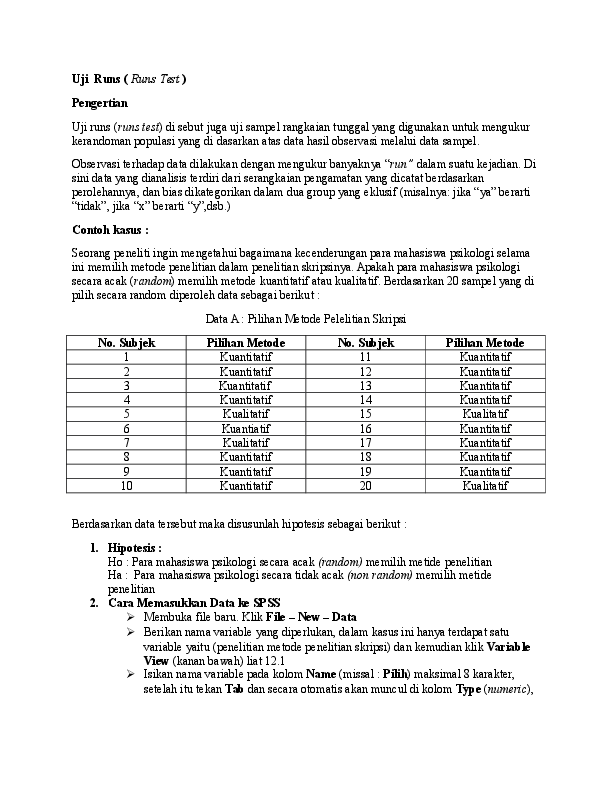 (DOC) Uji Runs ( Runs Test