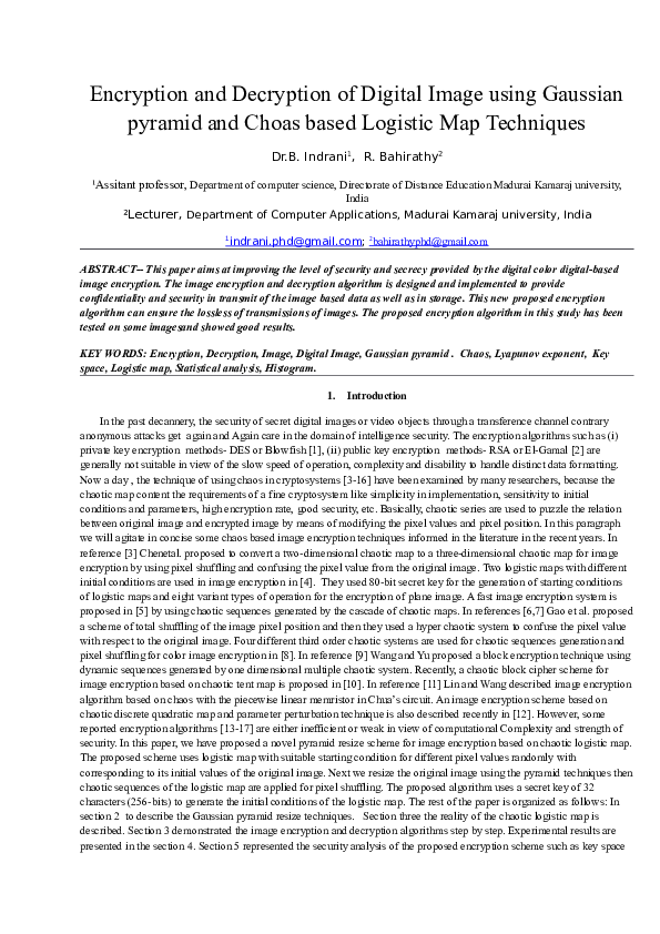 Doc Encryption And Decryption Of Digital Image Using Gaussian Pyramid 9125