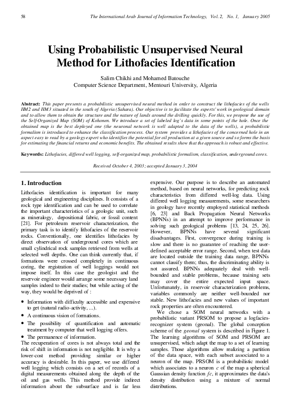 (PDF) Using Probabilistic Unsupervised Neural Method for Lithofacies Identification