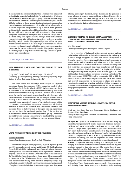 (PDF) HOW EFFECTIVE IS CBTP AND DOES THIS DEPEND ON YOUR THERAPIST?