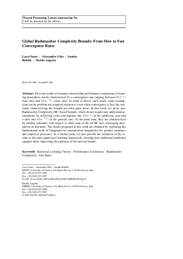 (PDF) Tight Rademacher Complexity Bounds for Learning