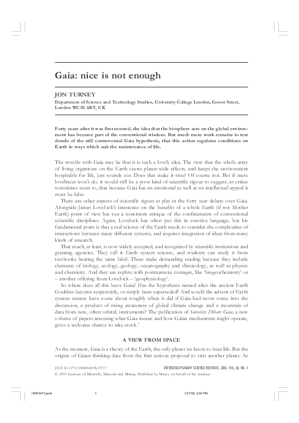 (PDF) Gaia: Nice is not enough