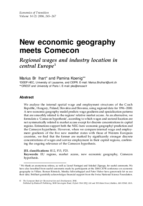 (PDF) New economic geography meets Comecon