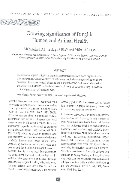 (PDF) Growing significance of fungi in human and animal health