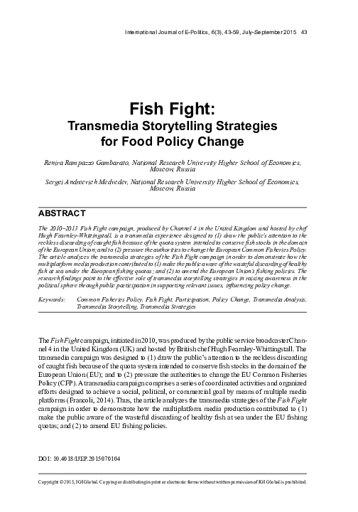 (PDF) Fish Fight: Transmedia Storytelling Strategies for Food Policy Change