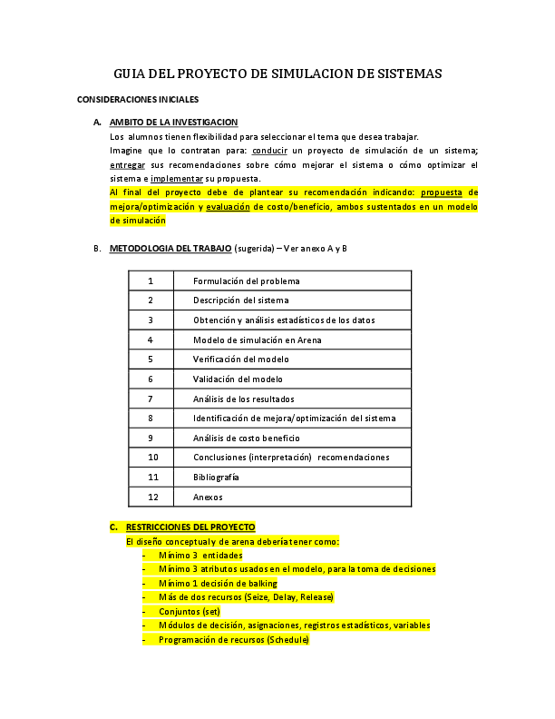 (PDF) GUIA DEL PROYECTO DE SIMULACION DE SISTEMAS CONSIDERACIONES ...