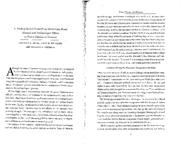 (PDF) Repatriation and Monument Road: Abenaki and Archaeologists ...
