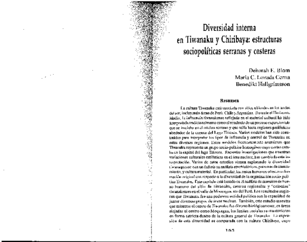 (PDF) Diversidad Interna en Tiwanaku y Chiribaya: Estructuras ...
