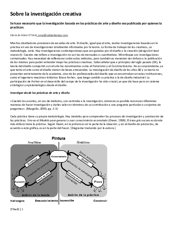 Sobre la investigación creativa.