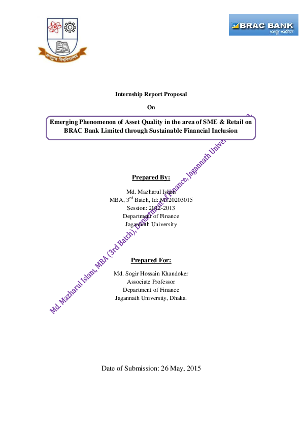 (PDF) Internship Proposal (MBA)