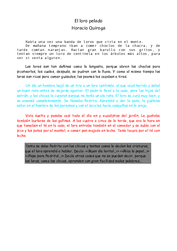El loro pelado Horacio Quiroga