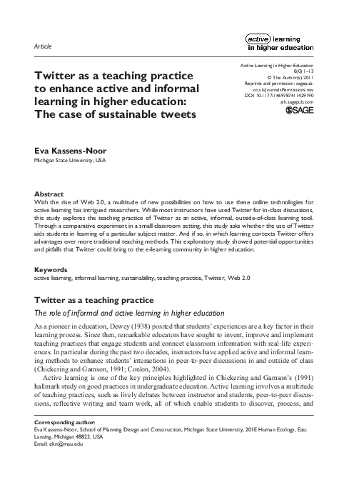(PDF) Twitter as a teaching practice to enhance active and informal ...