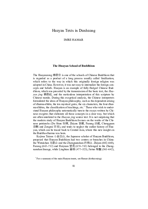 (PDF) Huayan Texts in Dunhuang