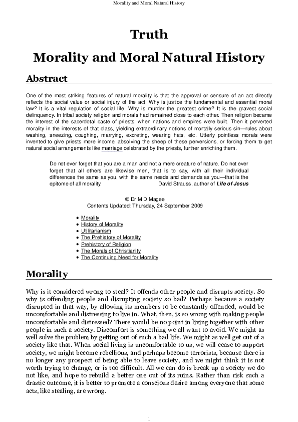 Morality and Moral Natural History