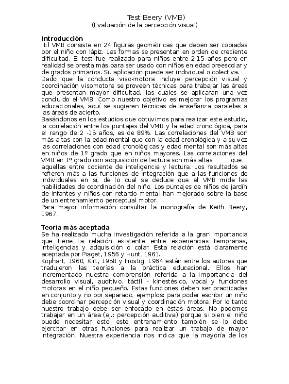 (DOC) Test Beery (VMB) (Evaluación de la percepción visual