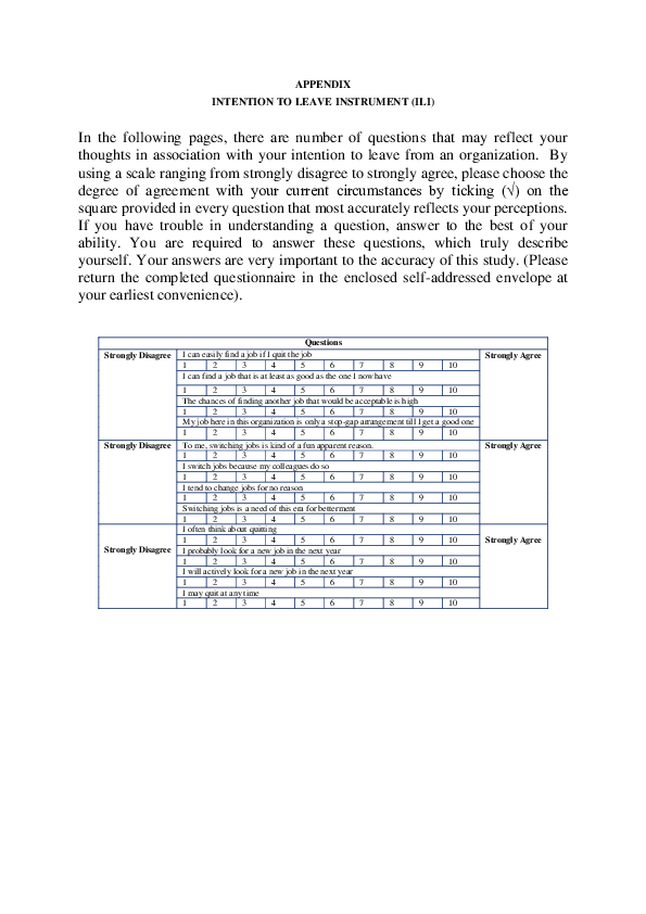 (PDF) Intention to Leave Instrument