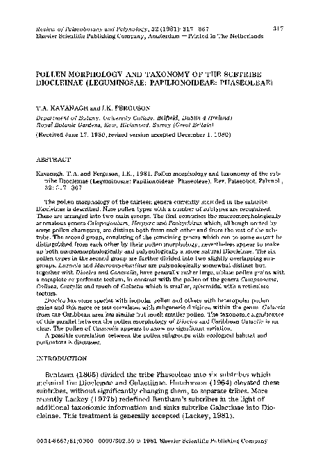 (PDF) Pollen morphology and taxonomy of the subtribe Diocleinae ...