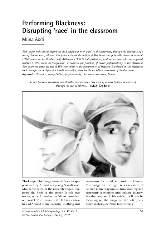 (PDF) Performing Blackness: Disrupting 'race' in the classroom