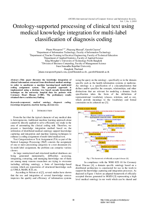 Pdf Ontology Supported Processing Of Clinical Text Using Medical Knowledge Integration For