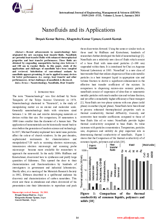 (PDF) Nanofluids and its Applications