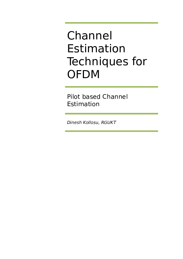 (DOC) Channel Estimation Techniques for OFDM