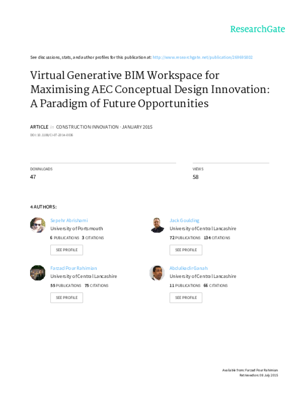 (PDF) Virtual generative BIM workspace for maximising AEC conceptual ...