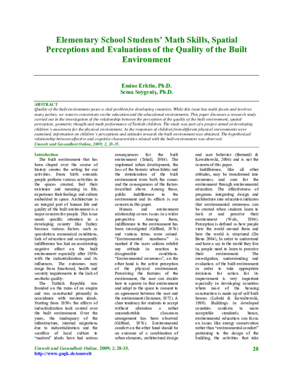 (PDF) Elementary School Students’ Math Skills, Spatial Perceptions and ...