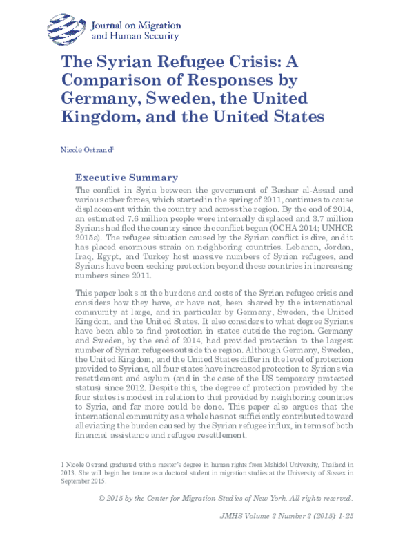 (PDF) The Syrian Refugee Crisis: A Comparison of Responses by Germany ...