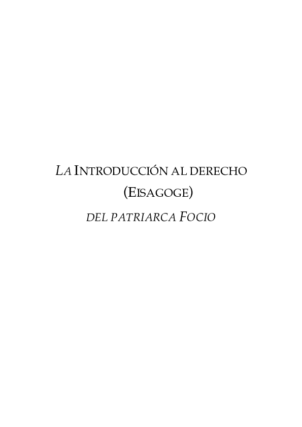 (PDF) La Eisagoge de Focio