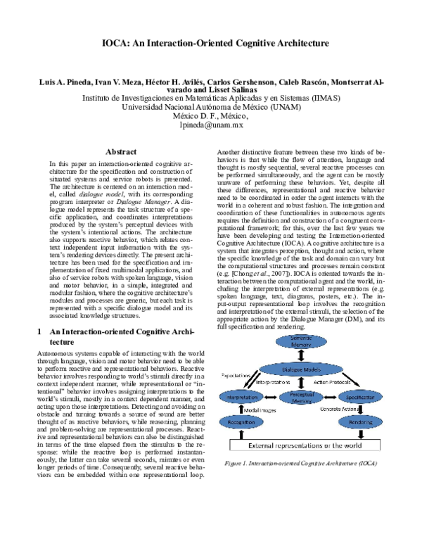 (PDF) IOCA: An Interaction-Oriented Cognitive Architecture | luis ...