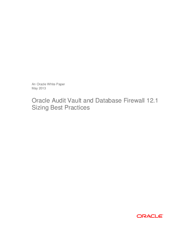 Pdf Oracle Audit Vault And Database Firewall 121 Sizing Best Practices