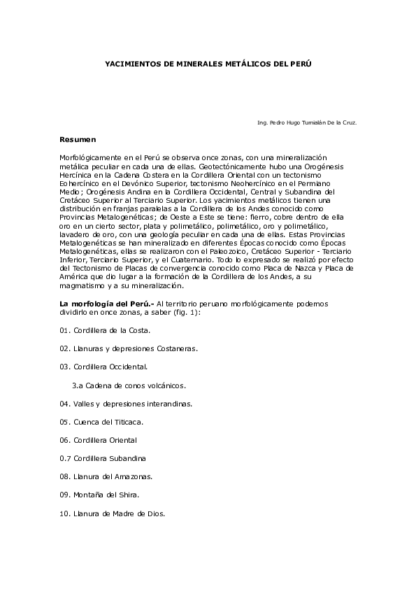 (DOC) YACIMIENTOS DE MINERALES METALICOS DEL PERU