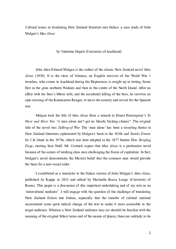 (DOC) Cultural Issues in Translating New Zealand Literature into ...