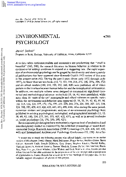 (PDF) Environmental Psychology | Daniel Stokols - Academia.edu