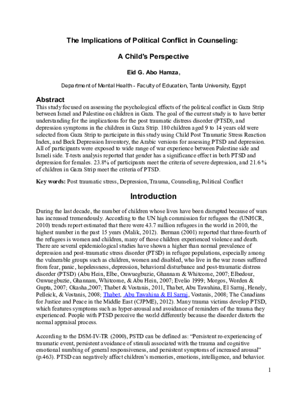 (DOC) The Implications of Political Conflict in Counseling: A Child's ...