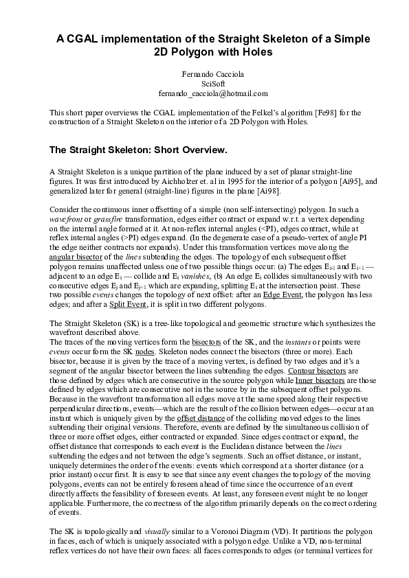 A Cgal Implementation Of The Straight Skeleton Of A Simple 2d Polygon With Holes