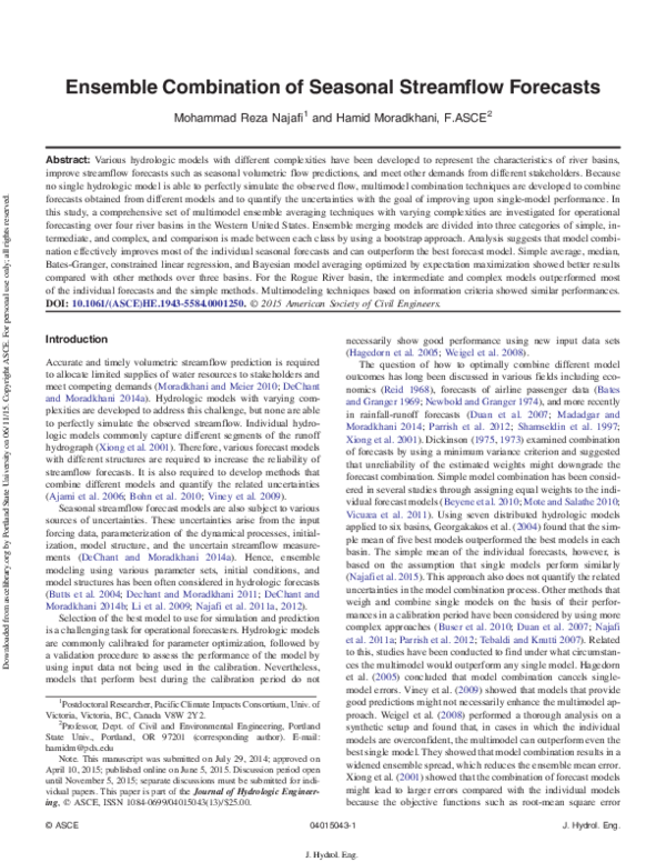 (PDF) Ensemble Combination of Seasonal Streamflow Forecasts