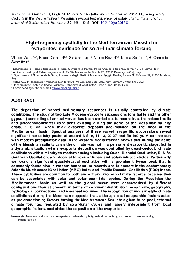 (PDF) High-Frequency Cyclicity In the Mediterranean Messinian ...